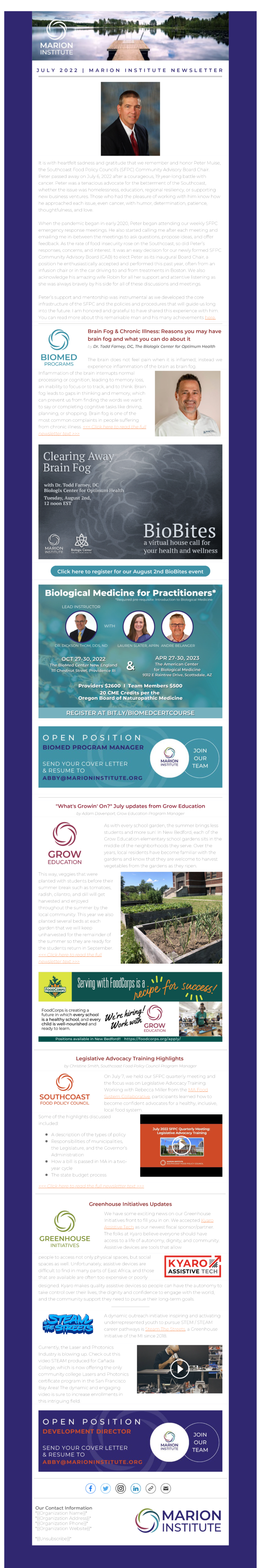 July 2022 MI Newsletter - Marion Institute